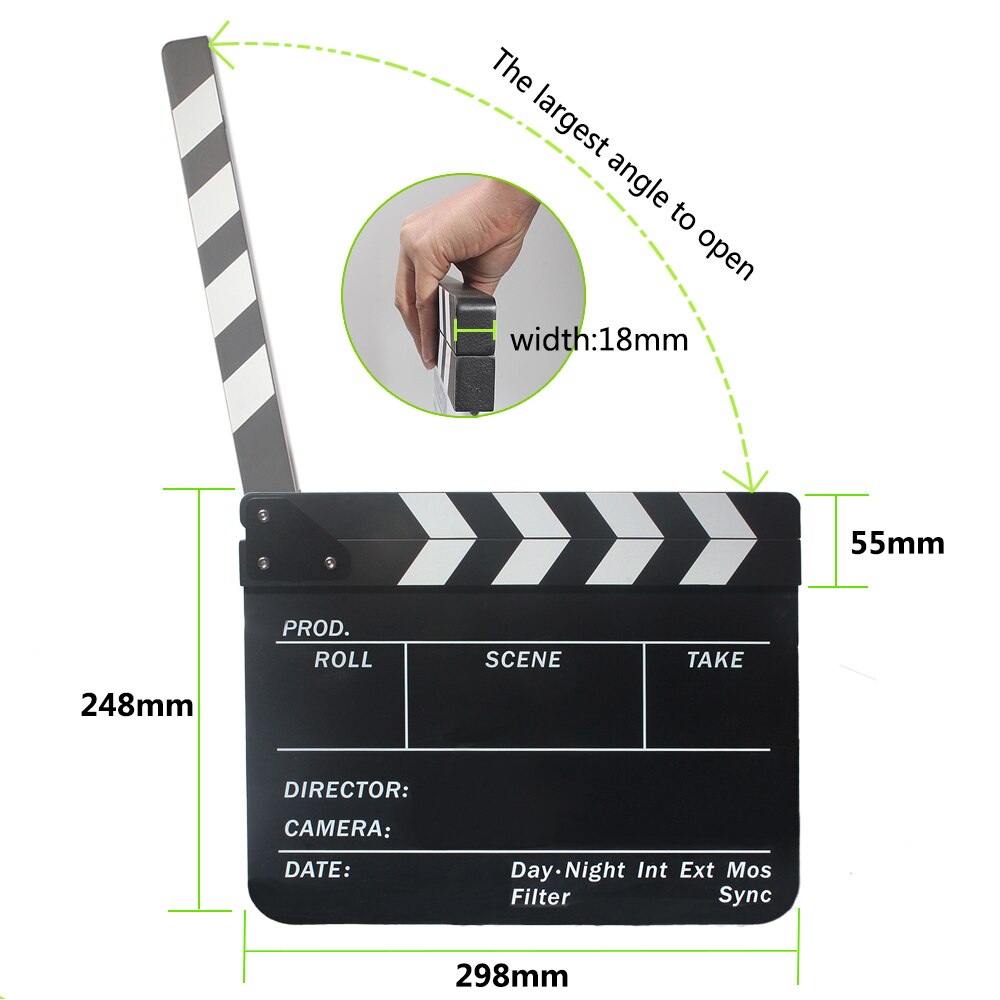 Acrylic Clapper Board English Black & White Clappe... – Grandado