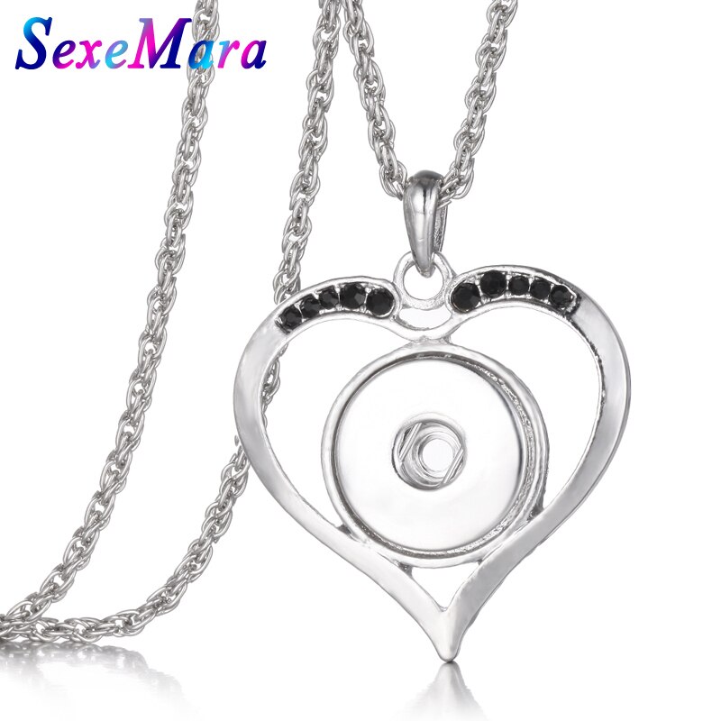 Snap buttons Jewelry Love Heart 18MM Snap Necklace... – Grandado