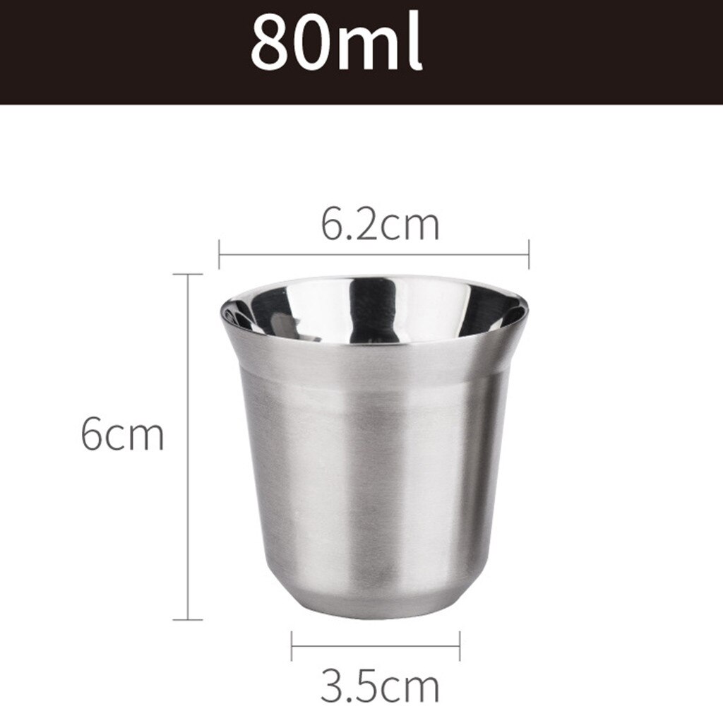 80ml /160ml Stainless Steel Espresso Cups Double W... – Grandado