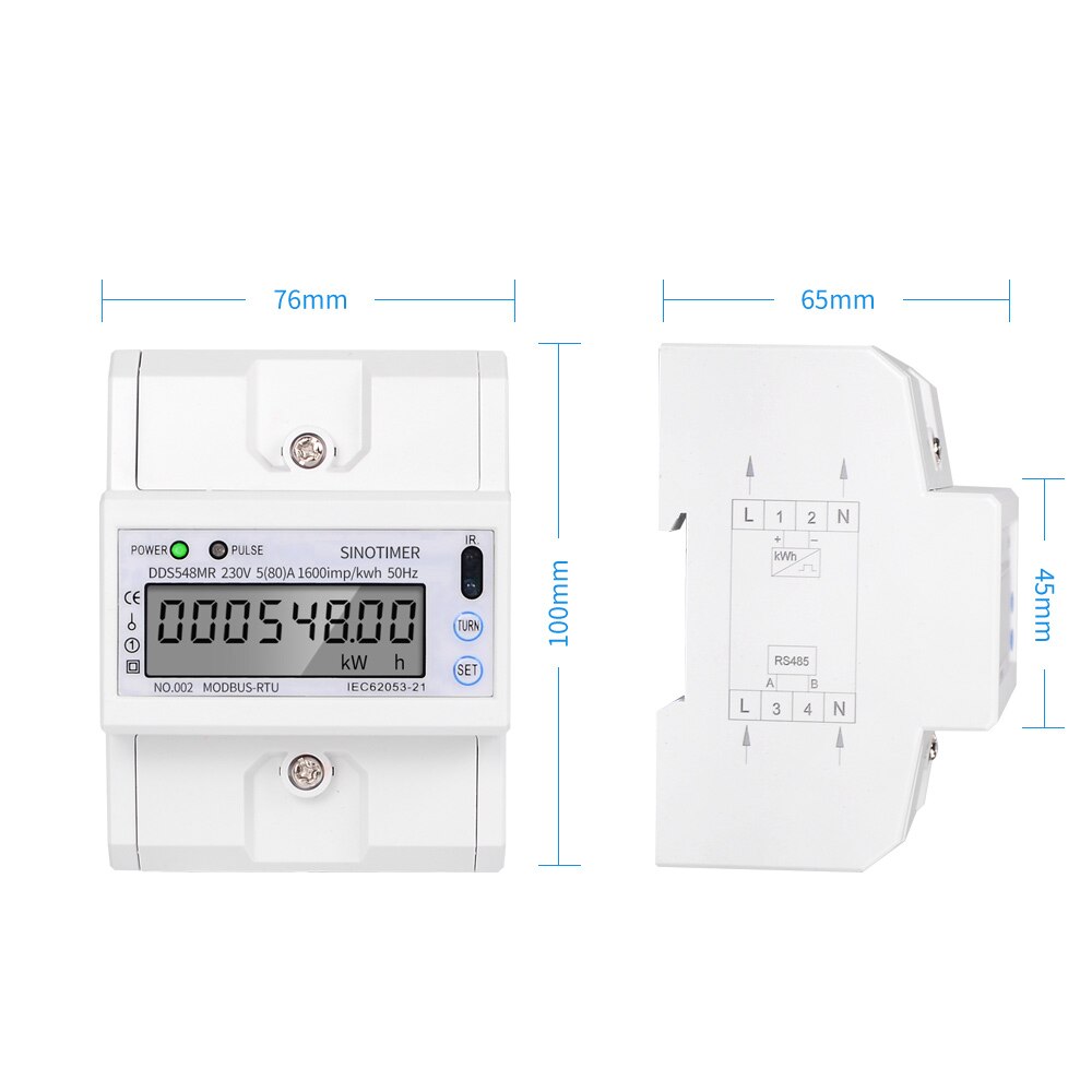 4P Single Phase 230V 100A Digital Power Energy Met... – Grandado 4P Single Phase 230V 100A Digital Power Energy Met... – Grandado