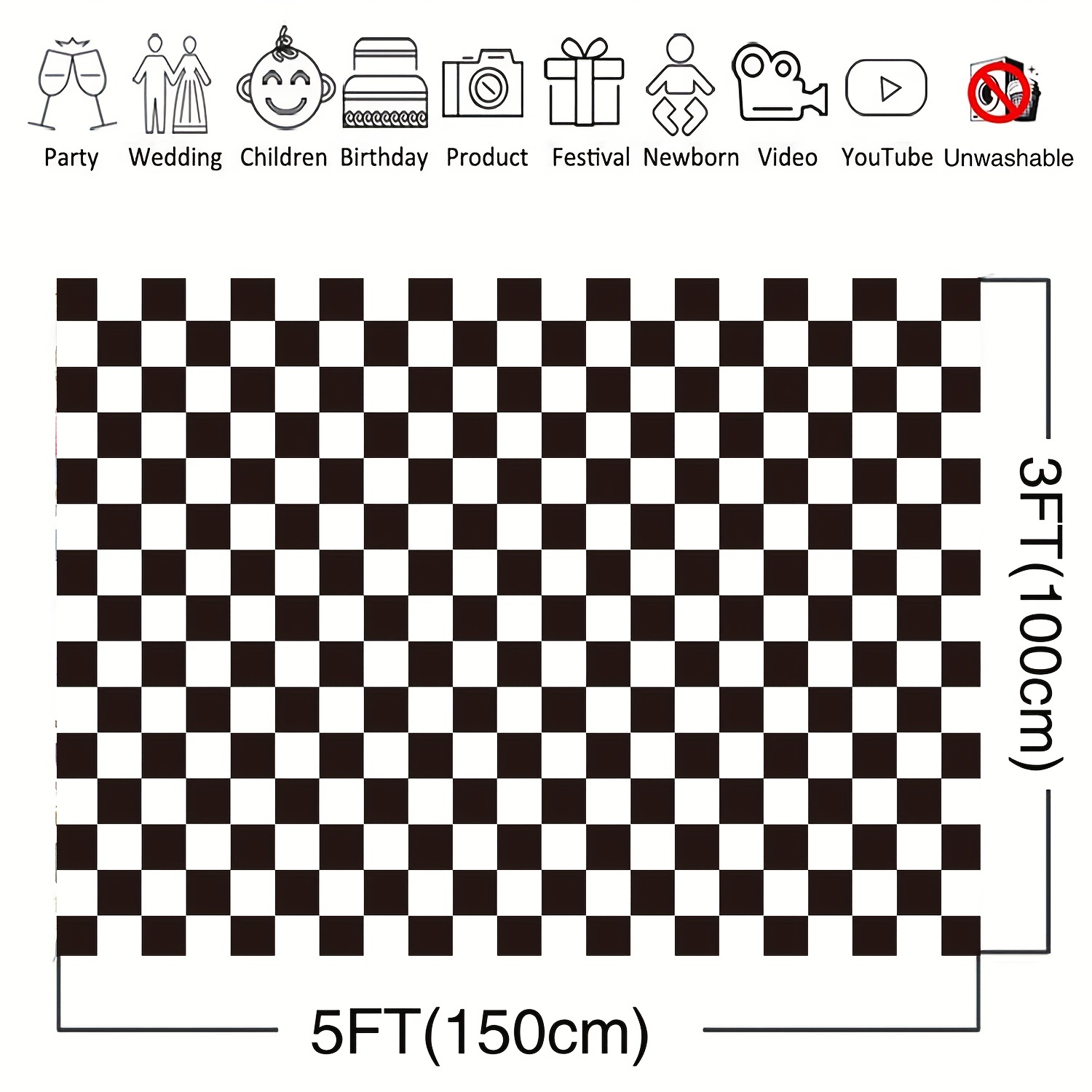 Black and white chessboard texture birthday chessb... – Grandado