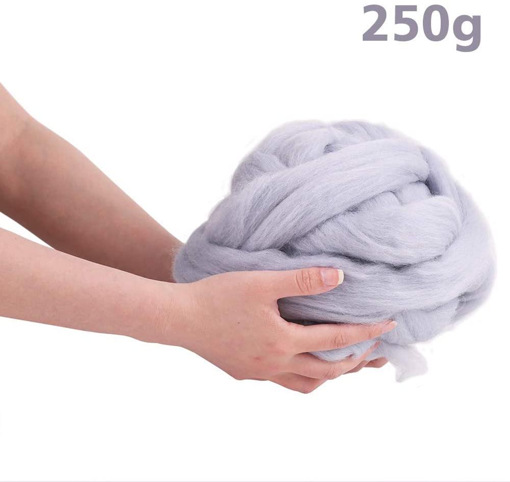 LMDZ Gray 8.82oz Yarn Super Soft Bulk Roving Merin... – Grandado
