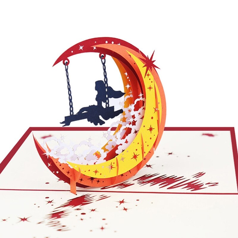 nueva Tarjeta 3D Pop Up Moon Girl hecha a mano Fel... – Grandado