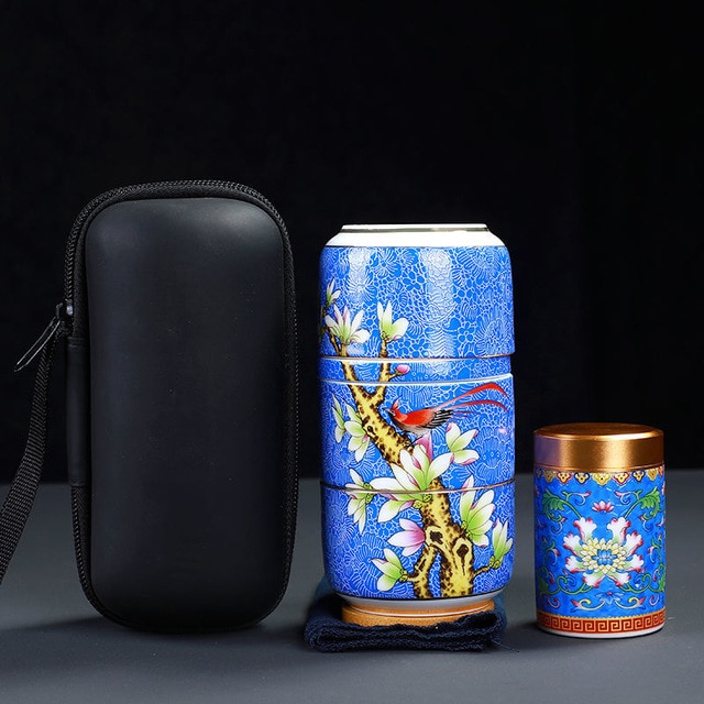 Travel Tea Set Carrying Case Enamel Quick-Pass Cup... – Vicedeal