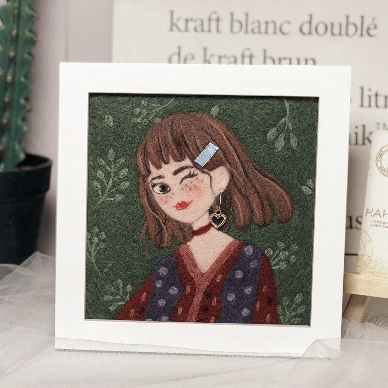 Non-Finished kit Girls Wool Needle Felting Paintin... – Grandado