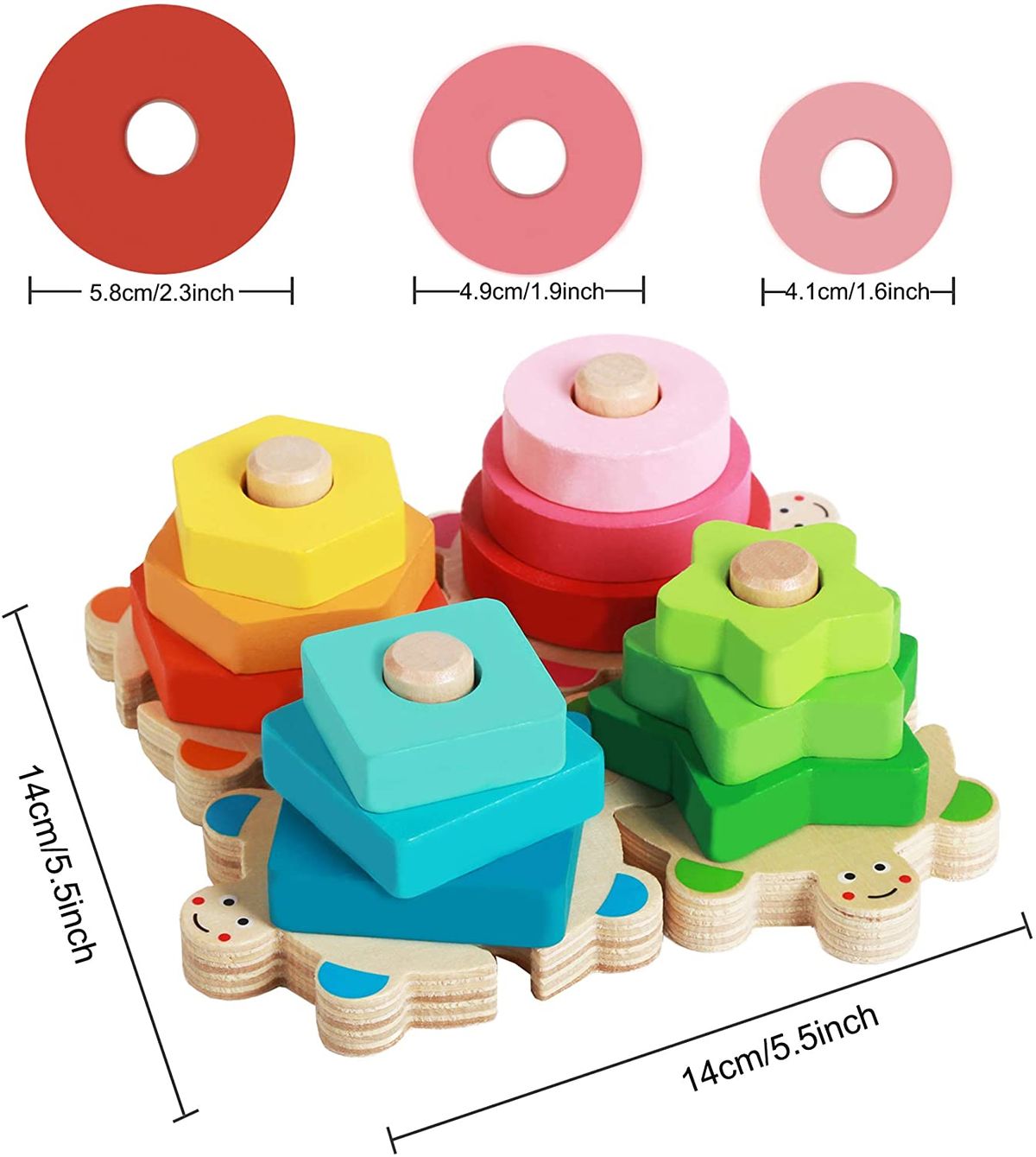 Wooden Sorting & Stacking Toys, Shape Color Re... – Vicedeal