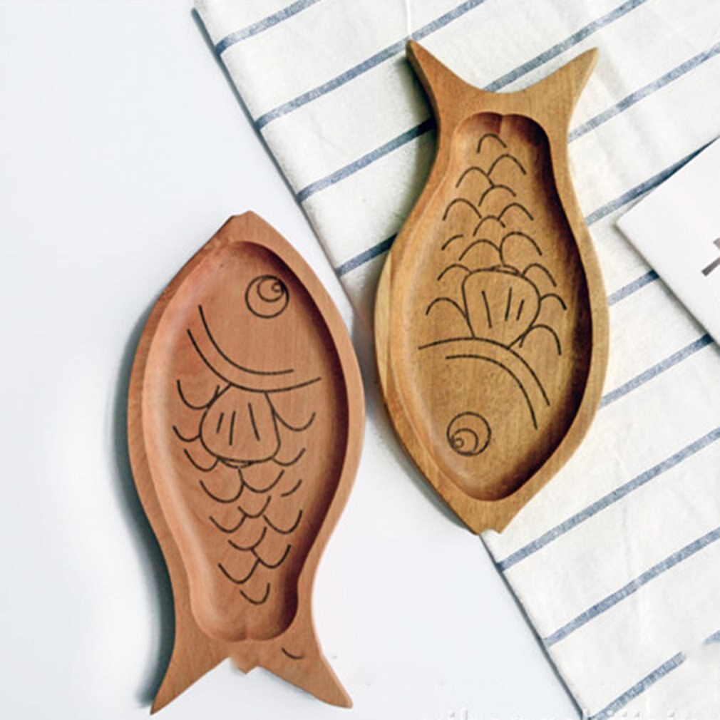 Snack Wooden Dish Pattern Flat Bottom Dish Snack D... – Grandado