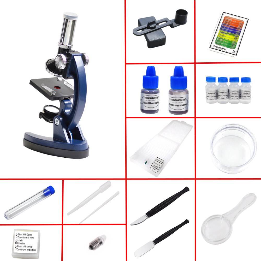 Chanseon 100X 600X 1200X Microscope For Kids Students LED Metal ...