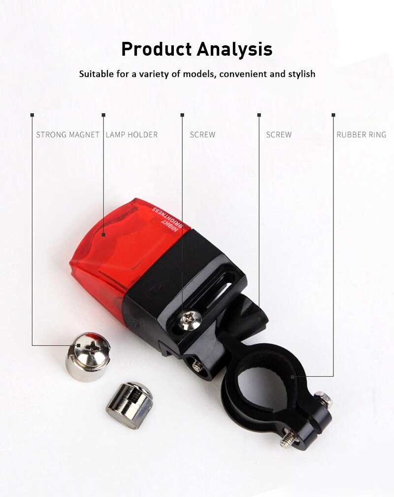 IPX-4 Waterproof LED Bike Light Magnet Taillight C... – Grandado