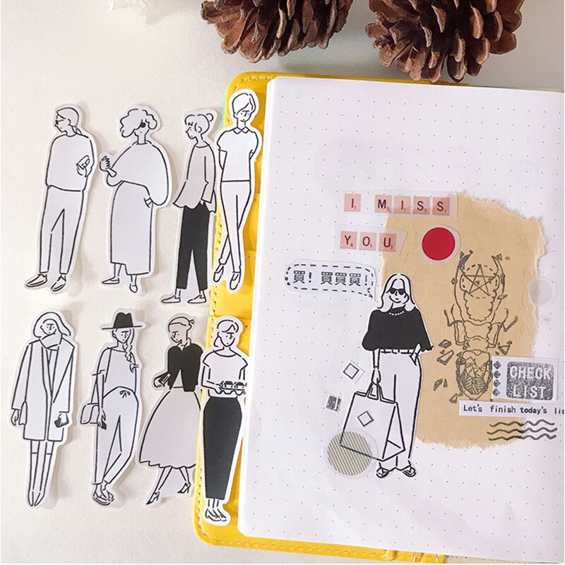 32pcs Scrapbooking Aesthetic Stickers Vintage Blac... – Grandado