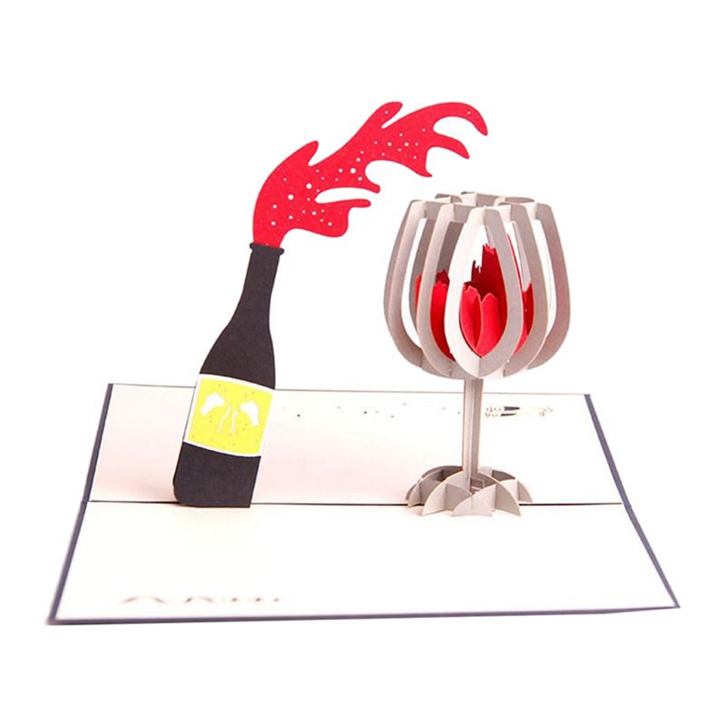 Cartes 3D Pop Up vin rouge merci cartes de voeux p... – Grandado