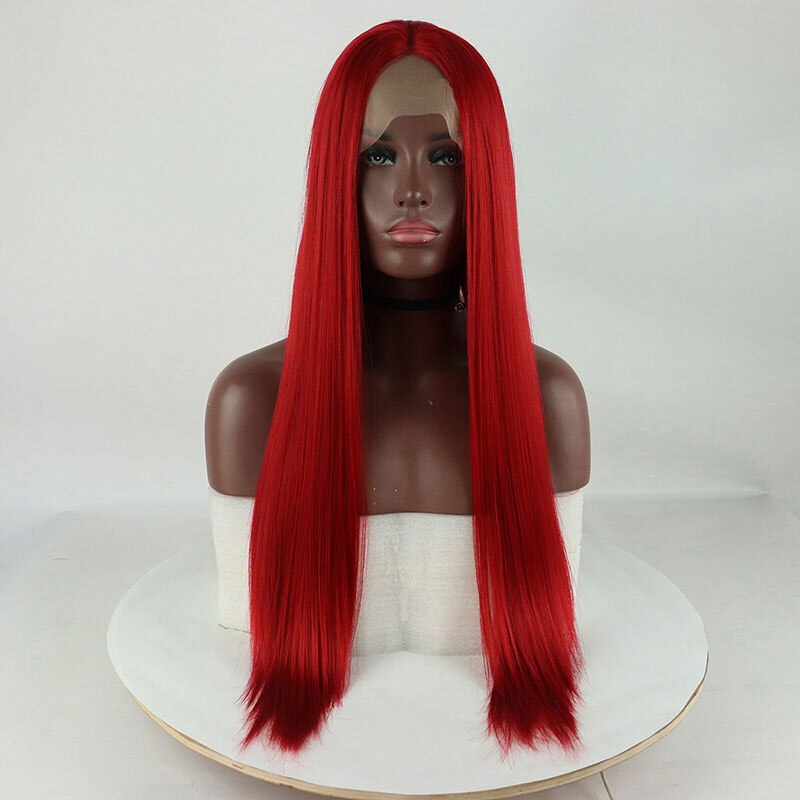 Bombshell Fire Red Silky Straight Synthetic Hair L... – Grandado