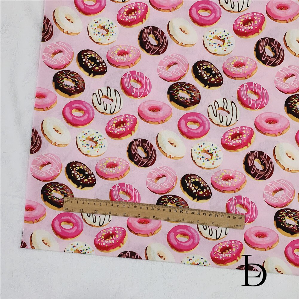 wide110cm Pink chocolate doughnut pattern 100% Cot... – Grandado