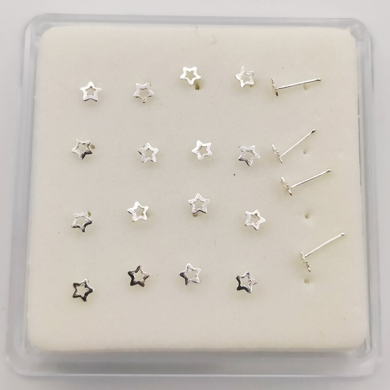 925 Sterling Silver Star Shape Nose Studs Pin Pier... – Grandado