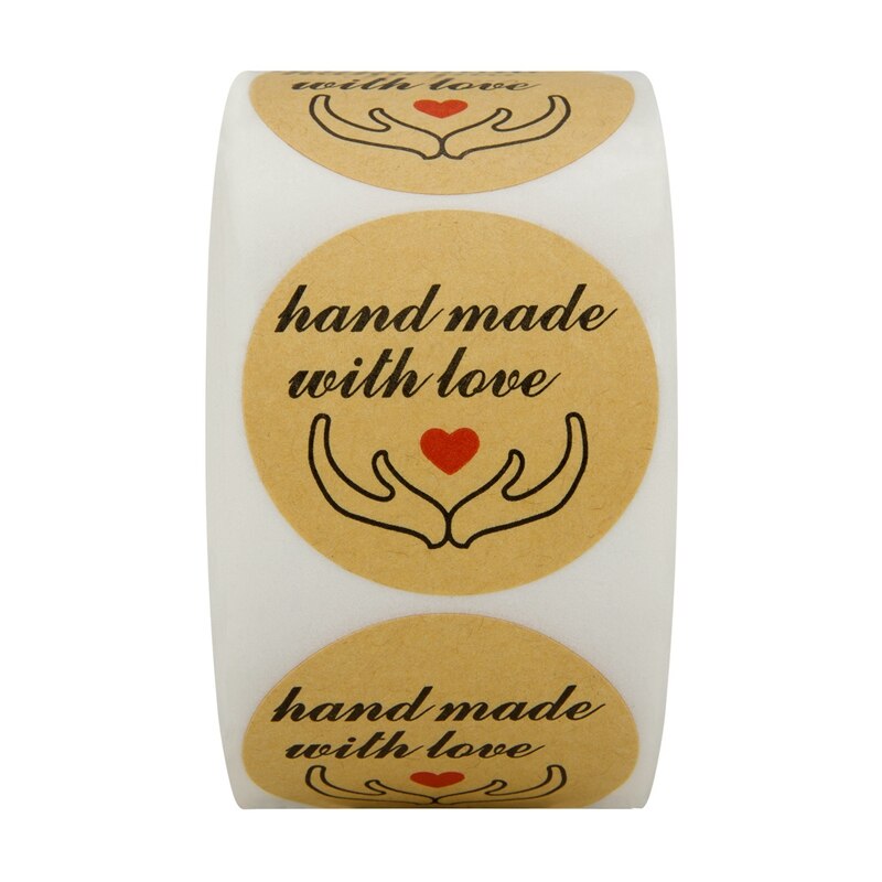 Handmade With Love Stickers,1.5 Inch Round Handmad... – Grandado