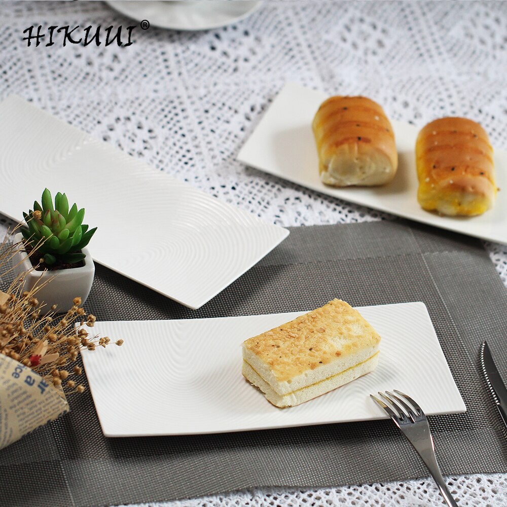 White Porcelain Dinner Plate Rectangle Shallow Sus... – Grandado