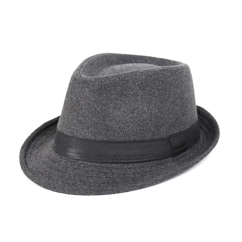 Mafia Hat Men Wool Felt Hats Jazz Flat Top Hat Bow... – Grandado