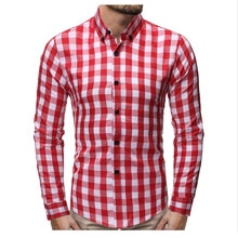 The fall men's plaid shirt with plaid collar and c... – Grandado