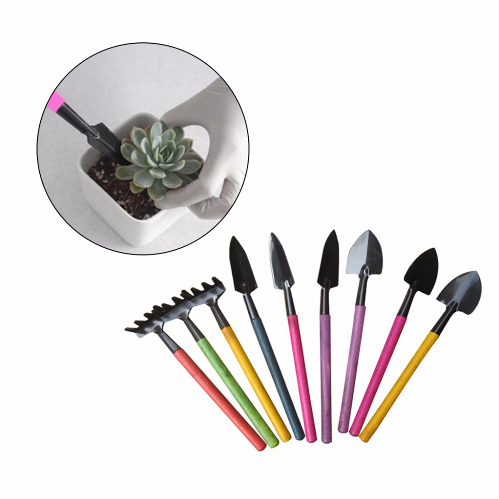1 x Rake+2 x Shovel Mini Garden Gardening Plant Tools Set with Wooden ...