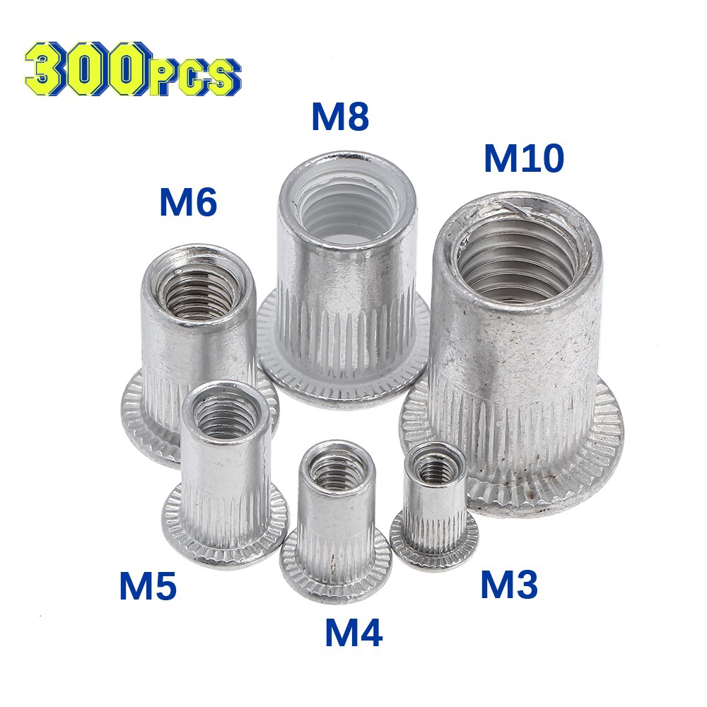 300Pcs M3 M4 M6 M8 M10 Flat Head Rivet Nuts Set Al... – Grandado