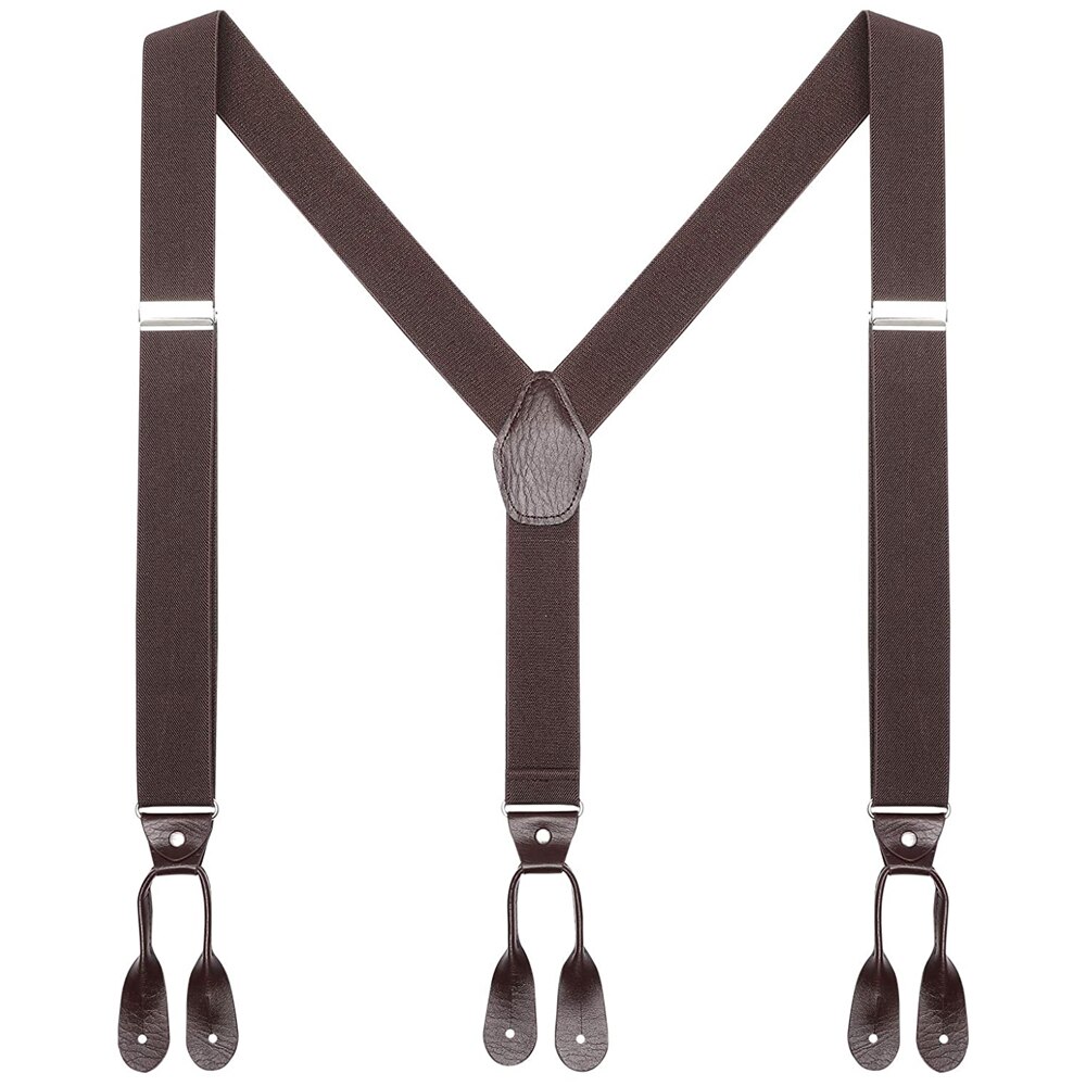 Men's Button End Leather Suspenders Y-Back Hea... – Vicedeal