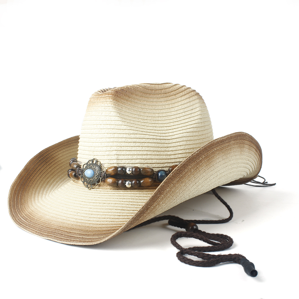 Sommer kvinder mænd halm hul vestlige cowboy hat t... – Grandado