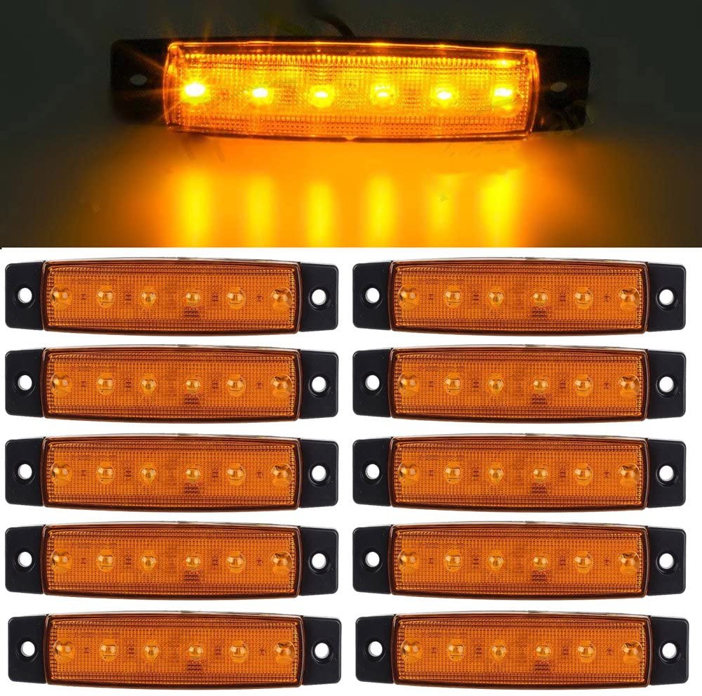 Fuleem Universal 20PCS YELLOW 6 LED Side Marker Li... – Grandado