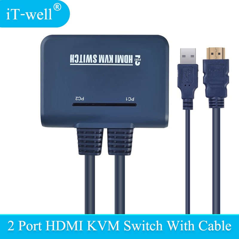 IT-well HDMI KVM Switch 2 Port With Cable for Dual... – Grandado