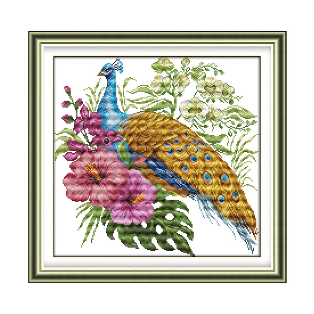 Peacock 3 cross stitch kit aida 14ct 11ct count pr... – Grandado