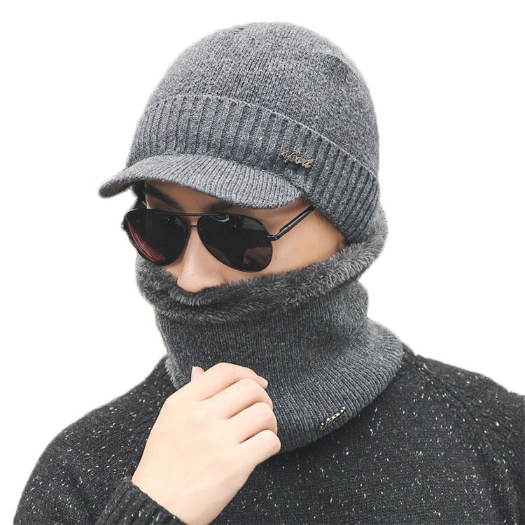 Effen Kleur Gebreide Mutsen Muts Sjaal Plus Fluwel... – Grandado