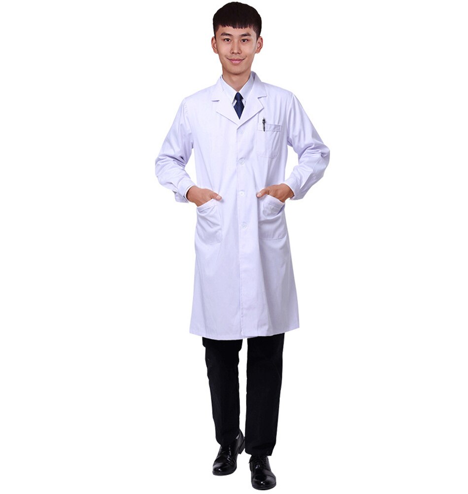 Uniform White Coat Long Sleeve Lab Coat Work Cloth... – Vicedeal