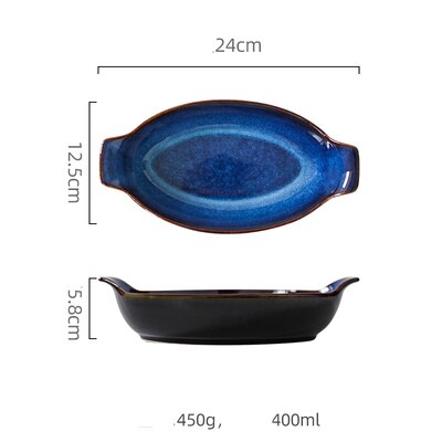 Ceramic Plates Long Binaural Dishes Japanese Blue ... – Vicedeal