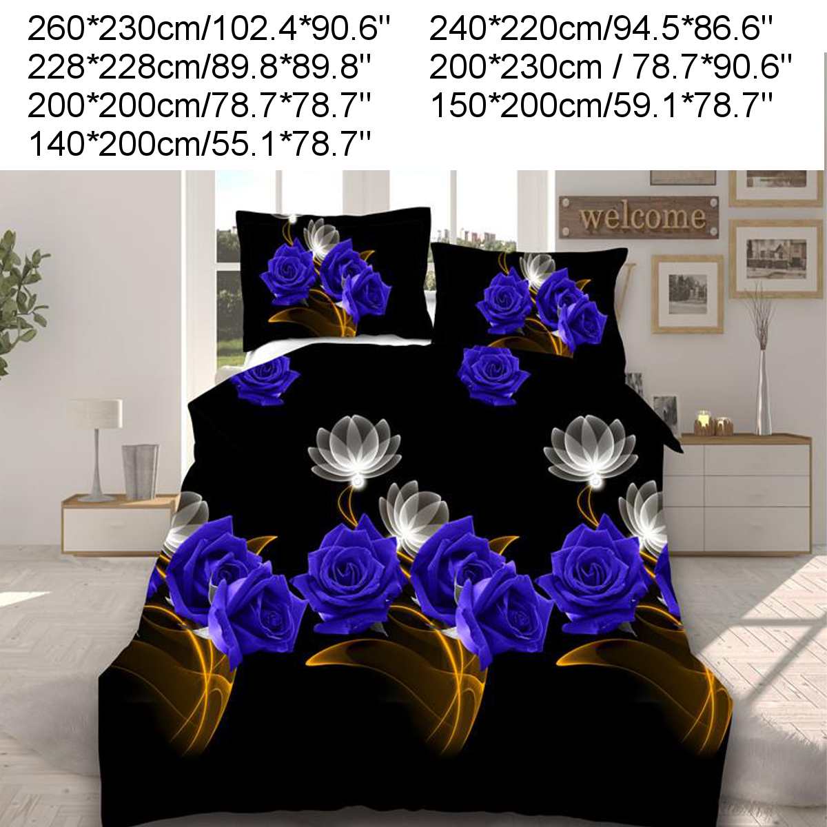 3pcs Bedding Set luxury 3D Rose Cotton Bedding set... – Grandado