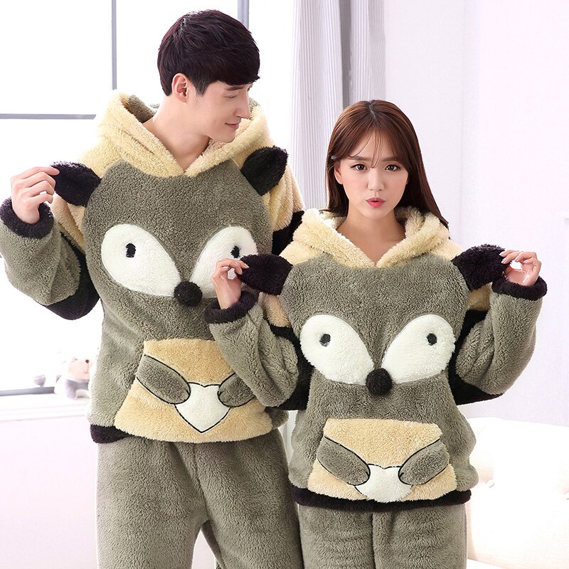 Winter Couple Pajama Sets Winter Flannel Sleepwear... – Grandado