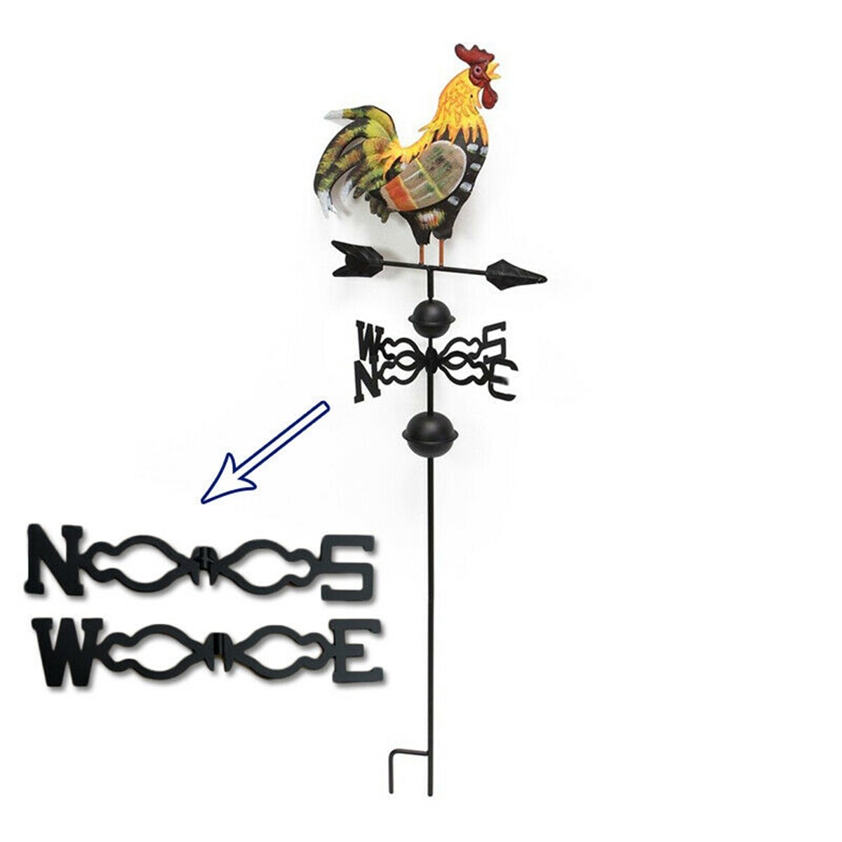 30x130cm Metal Weather Vane Vintage Rooster Garden... – Grandado