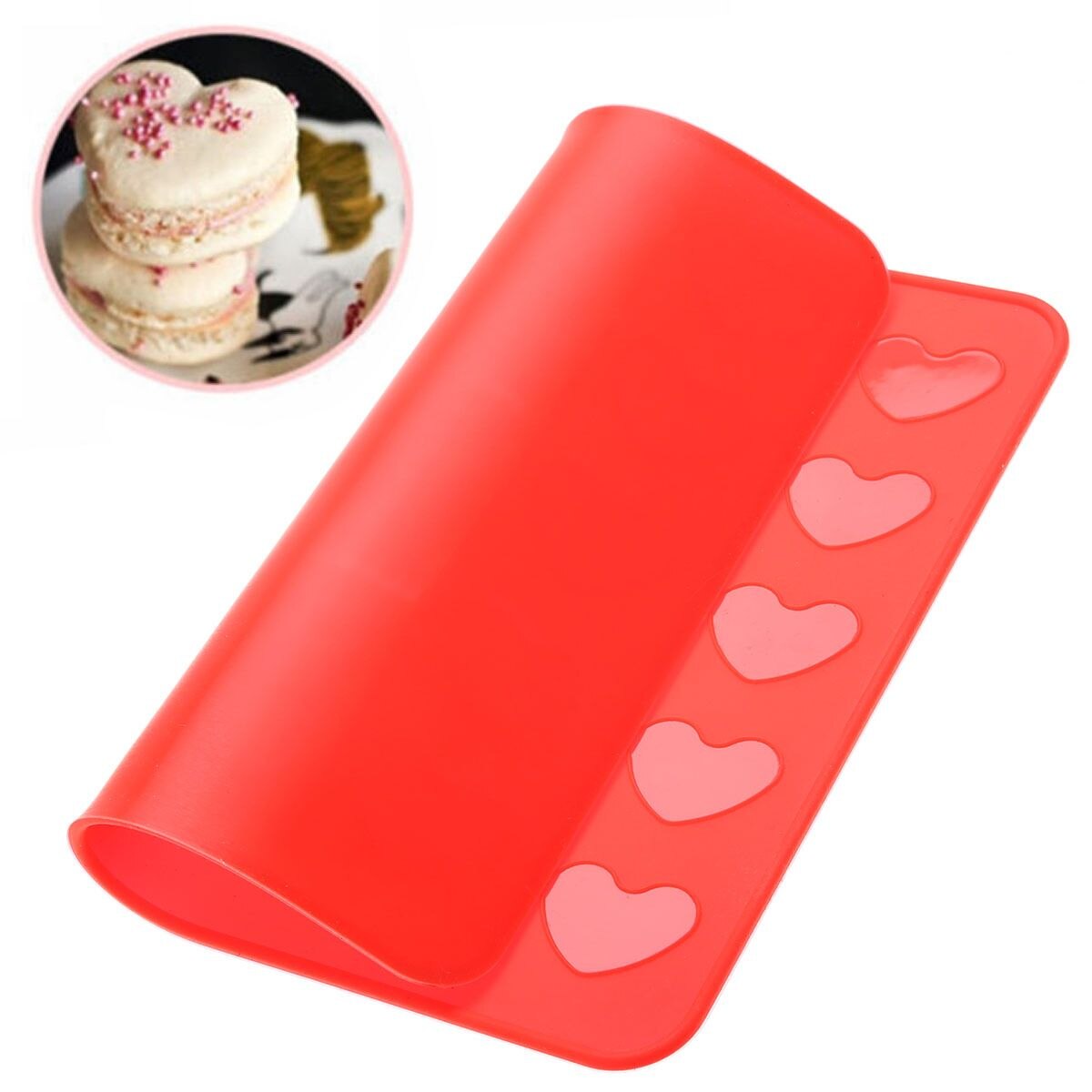 Herbruikbare Siliconen Hartvormige Macaron Mat Pas... – Vicedeal