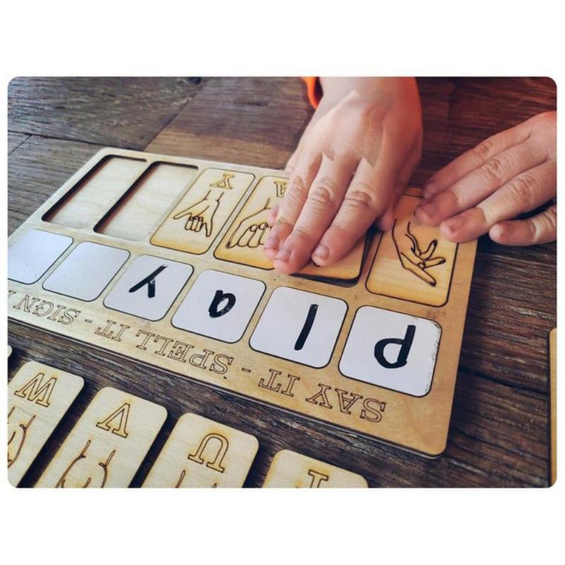 Kids Puzzle Wooden Sign Language English Puzzle Si... – Vicedeal