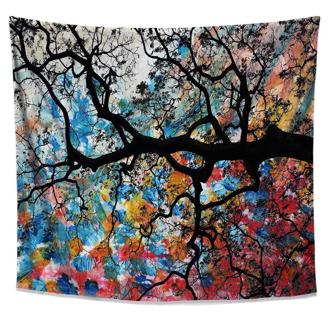 Chi Tree Japanese Cherry Blossom Wall Decor Tapest... – Grandado