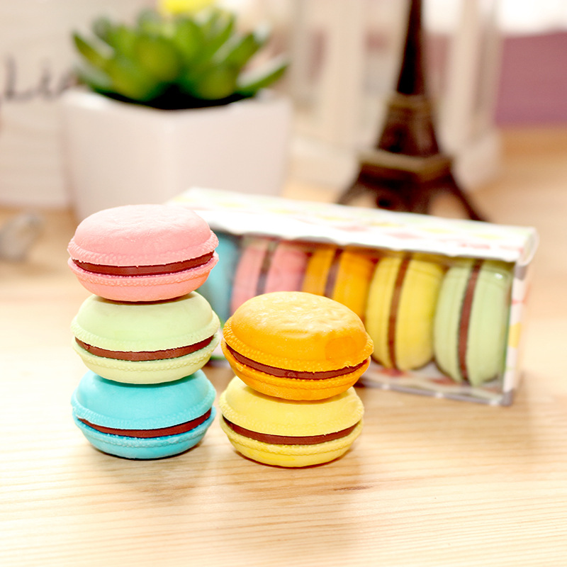 50pcs kawaii eraser cute macaroon erasers for kids... – Grandado