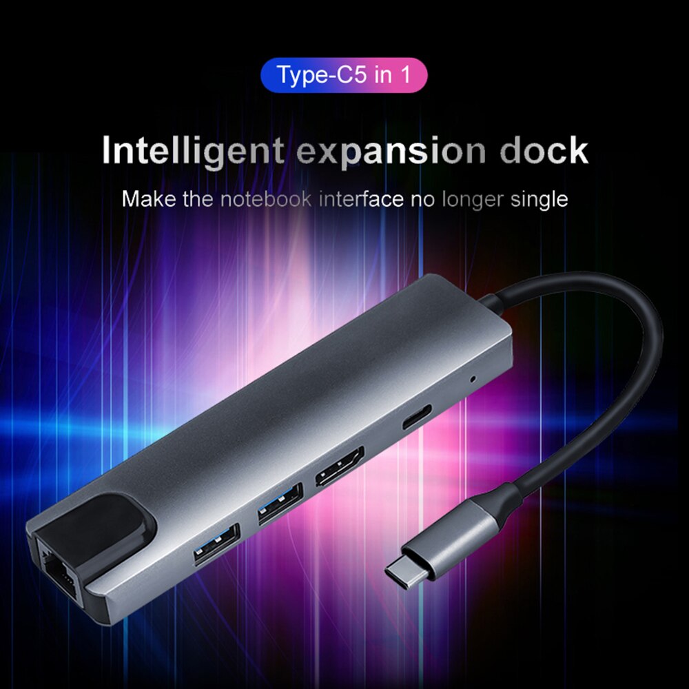 5in1 USB type C Hub 4K Hdmi USB C a Gigabit Ethern... – Grandado