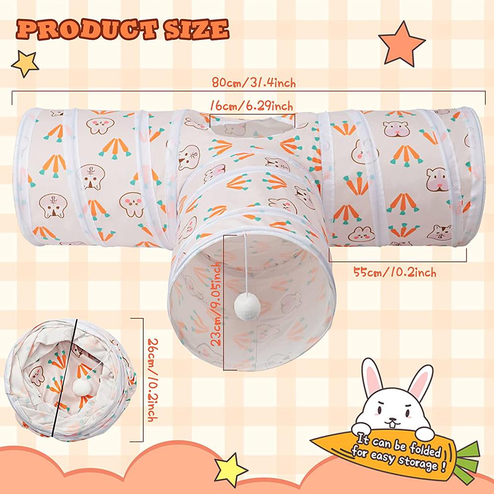 T-shaped Bunny Tunnel 3-way Foldable Bunny Hideout... – Grandado