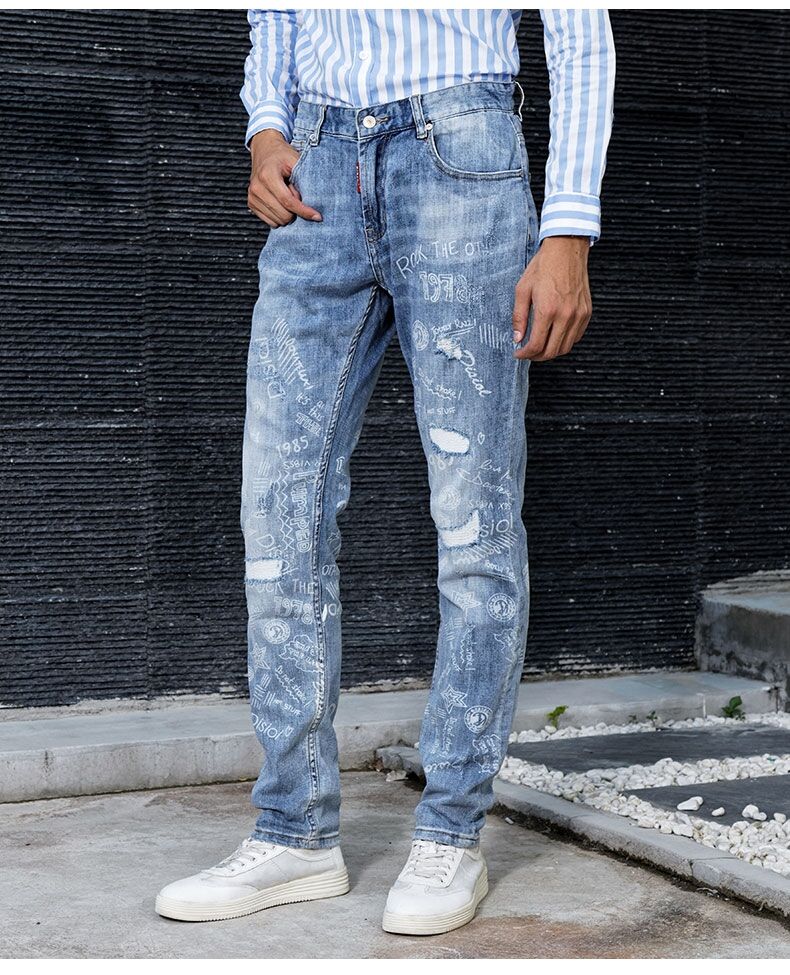 Amerikaanse Streetwear Mode Mannen Jeans Retro Lic... – Vicedeal