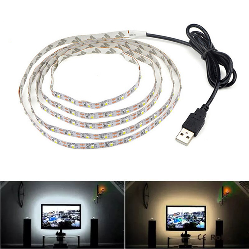 DC 5 V USB LED Strips 2835 5050 Wit Warm Wit Tira ... – Vicedeal