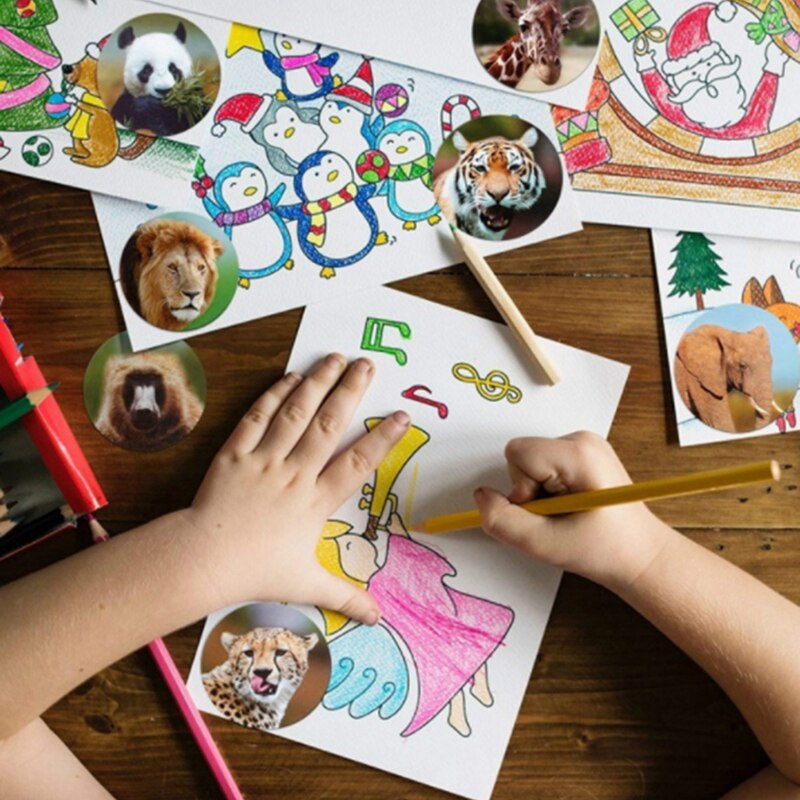 500Pcs/roll Zoo Animals Cartoon Stickers For Kids ... – Grandado