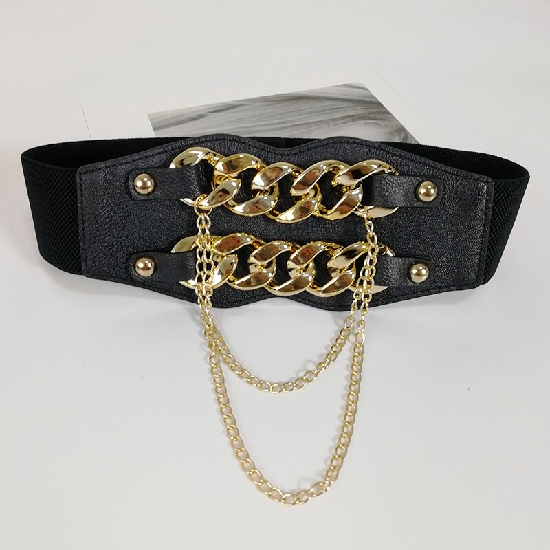 Gold chain belt elastic corset belts for women tas... – Grandado