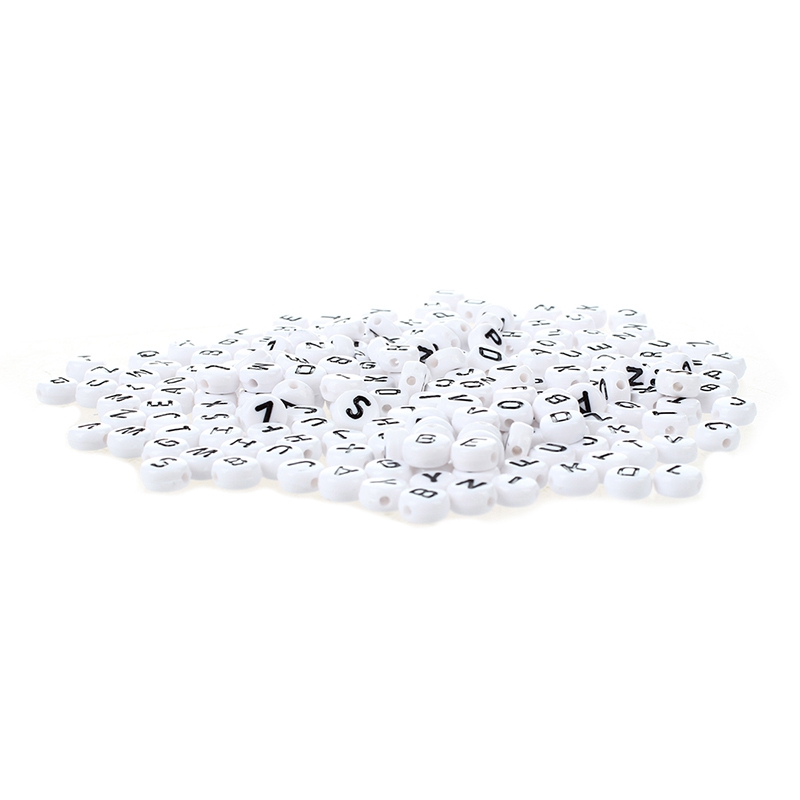 200 X Wit Ronde Alfabet Letter Kralen Spacer 7 Mm – Vicedeal
