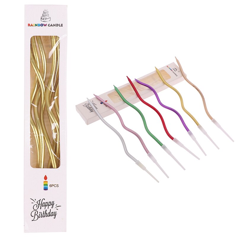 6Pcs/Lot Threaded Candle Curved Cake Candle Long C... – Grandado