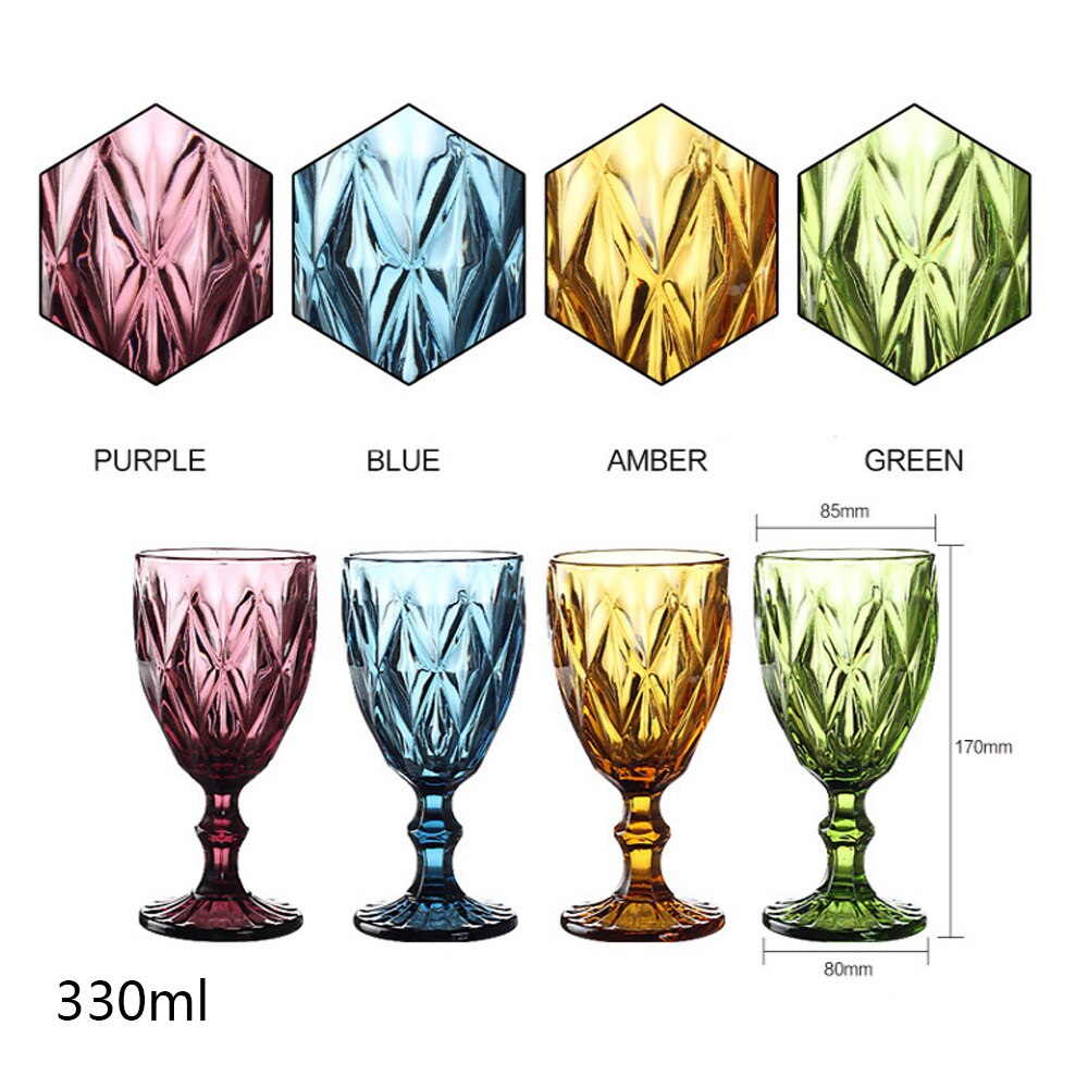 4 pcs set 330ml Multicolour relief wine glass cup ... – Grandado