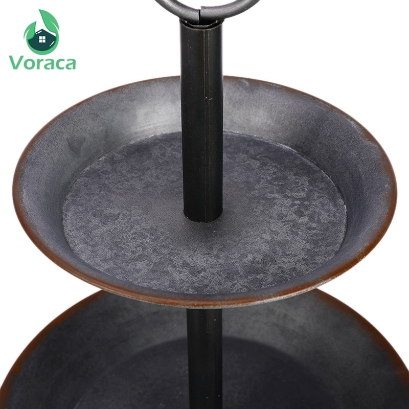 Retro Double Tier Wrought Iron Snack Trays Cake St... – Vicedeal
