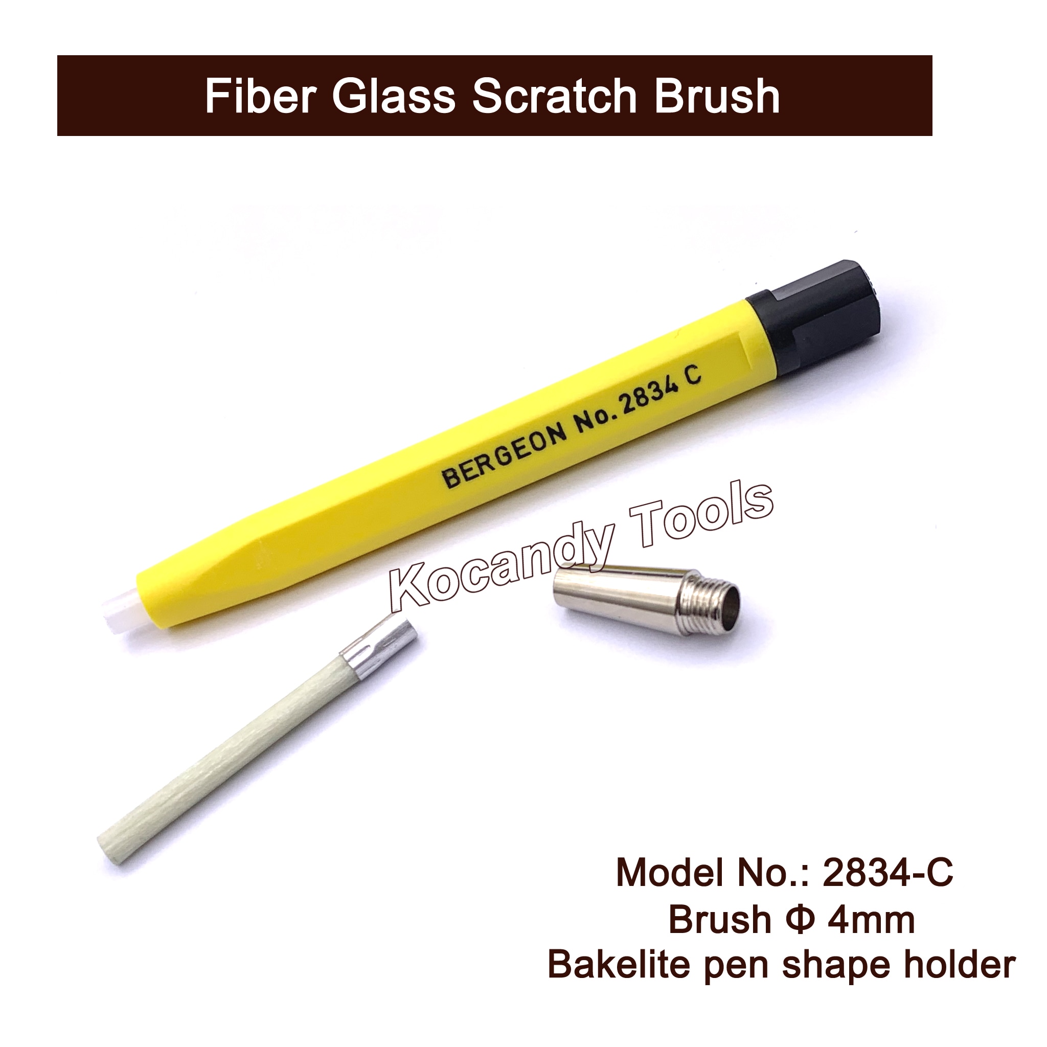 No.2834-C Bergeon Fiber Glas Kras Borstel Pen Vorm... – Grandado